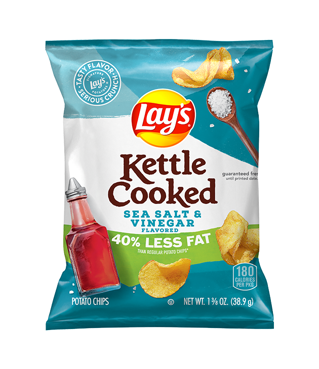 Lay's® Kettle Cooked 40% Less Fat Sea Salt & Vinegar Flavored Potato ...